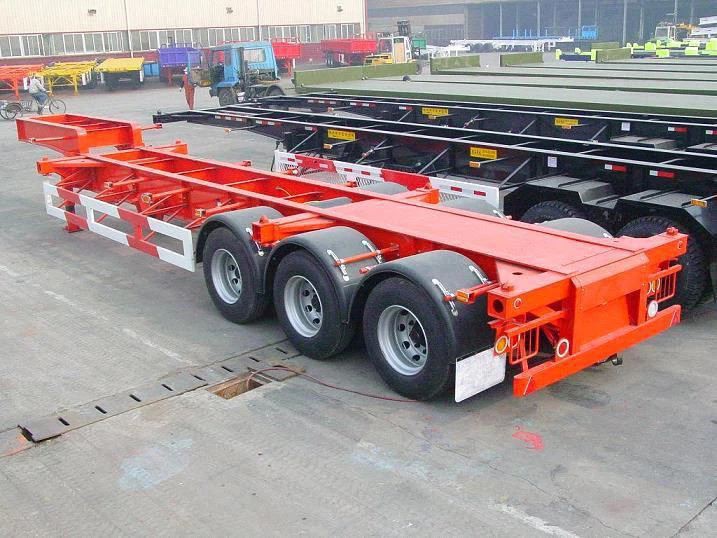 China 40ft Gooseneck Skeleton Container Flatbed Trailer with 3axle For ...